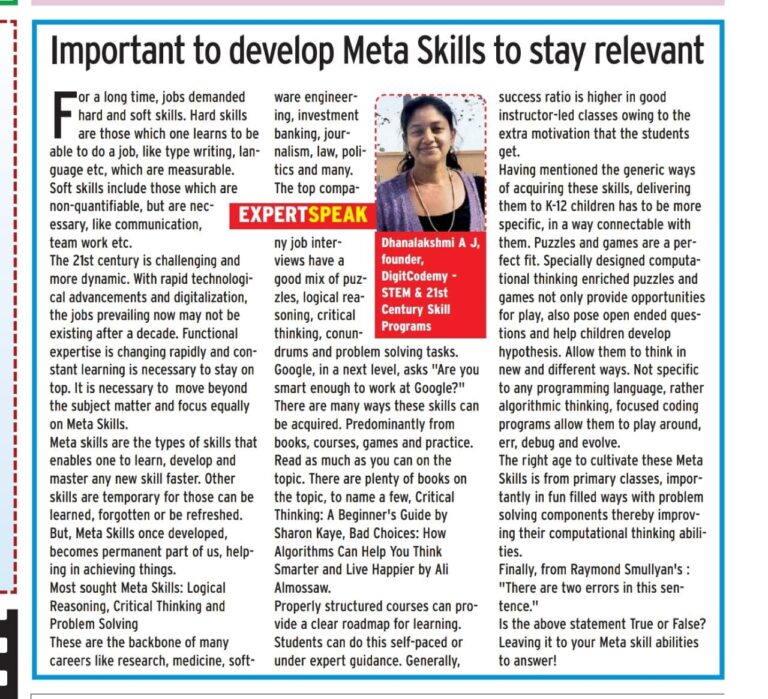 Meta Skills for School Children - DigitCodemy